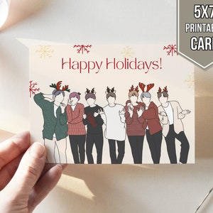 BTS Happy Holidays Card Bts Holidays Bts Printable Card Bts - Etsy