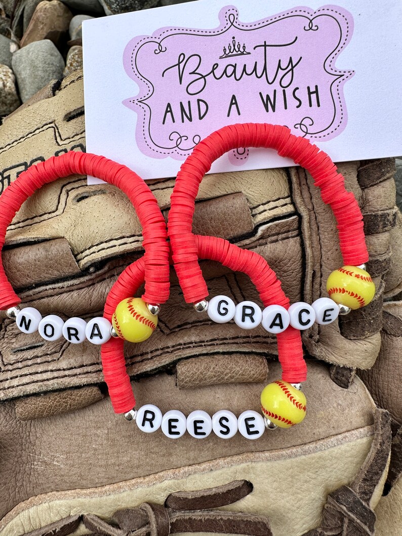 Softball Baseball Soccer Basketball Name Team Bracelet - Etsy