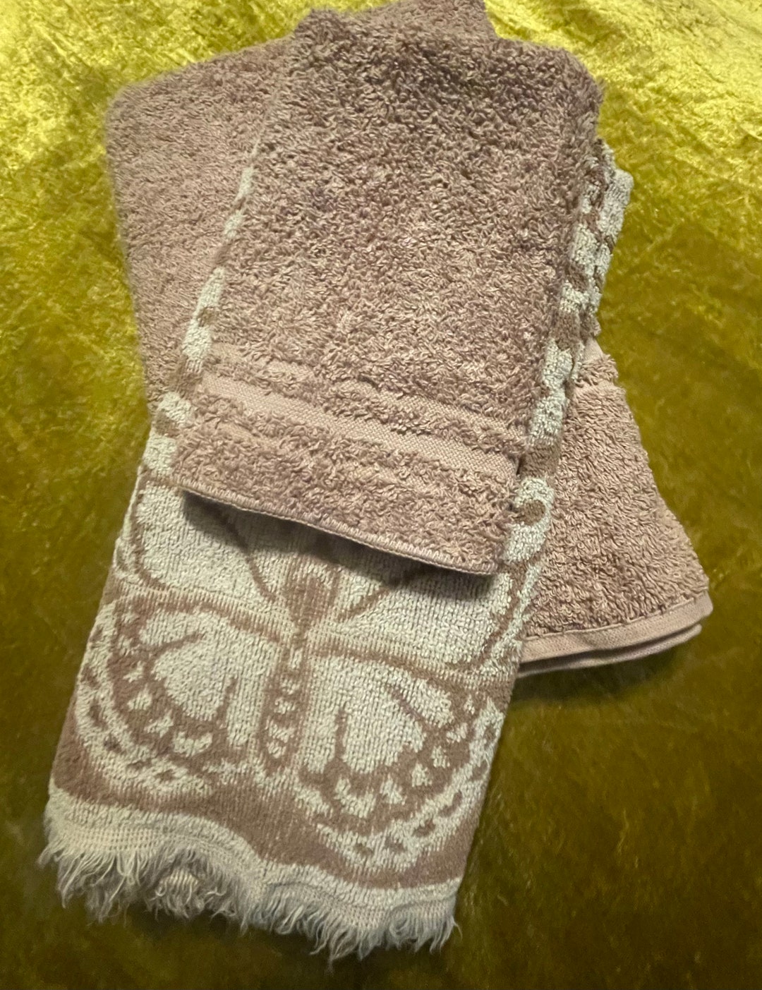 Vintage Brown Butterfly Towels. - Etsy