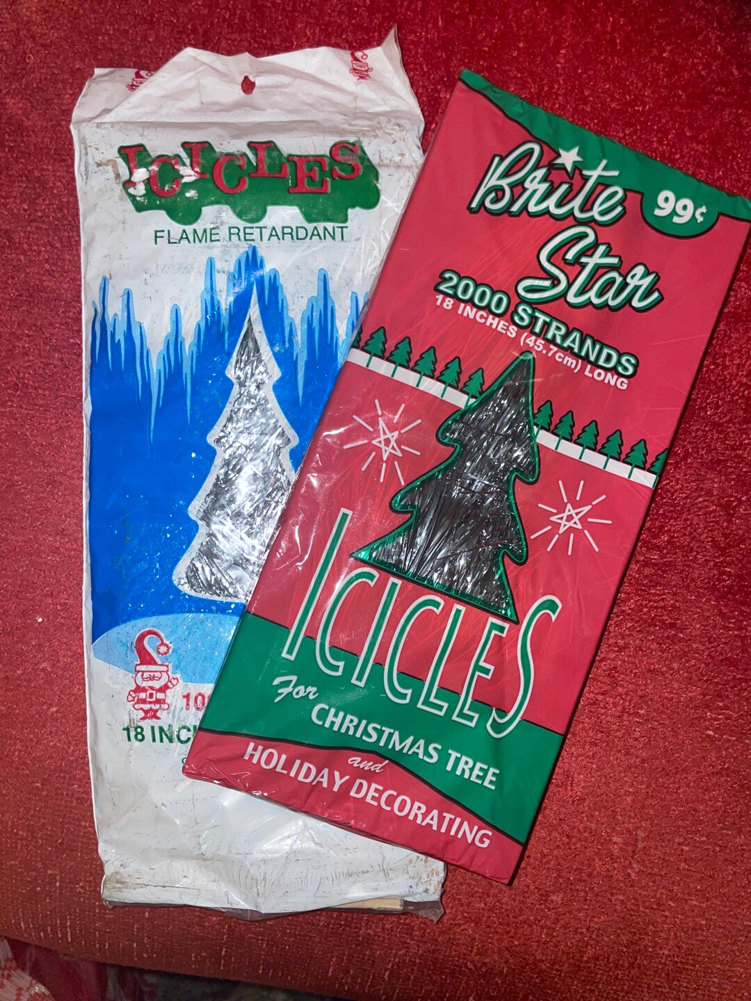 Vintage Icicle Strands for Holiday Decorating. Two Packages Totaling ...