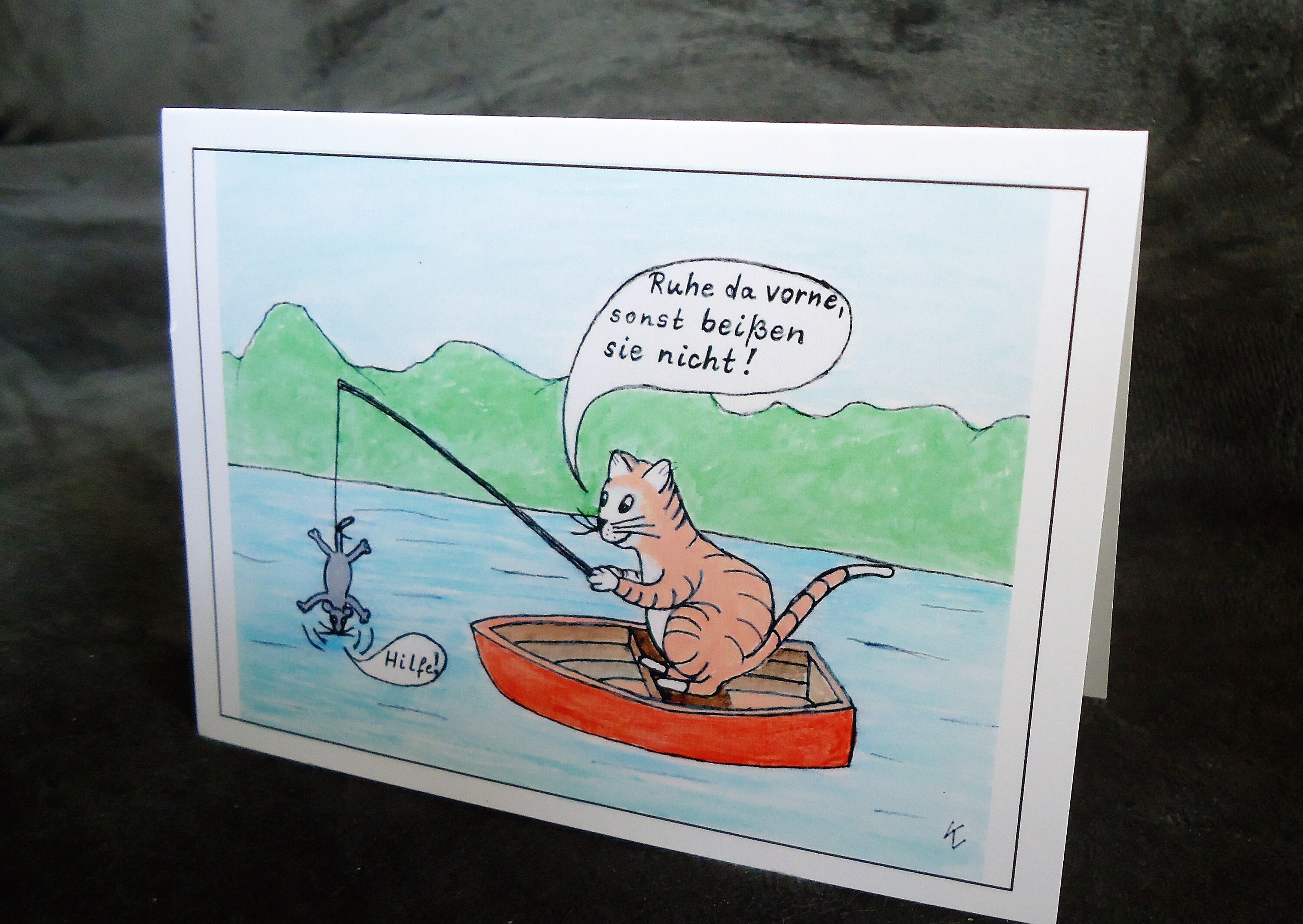 Artist Greeting Card With Cat Cartoon rest There in Front, Otherwise ...