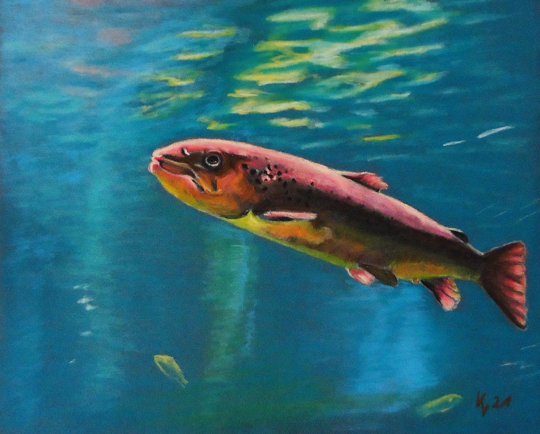 Pastel Chalk Picture: fish in the Aquarium, Original, Unique, Size 24 X ...