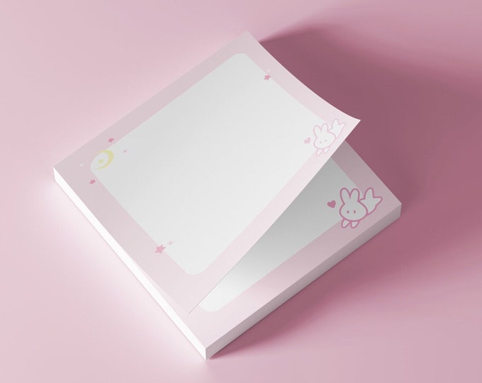 Moon Bunny Sticky Notes // Memo Pad, Notepad, Home Office, Stationery ...