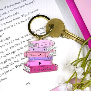 Book Lovers Gold Enamel Keychain - Etsy