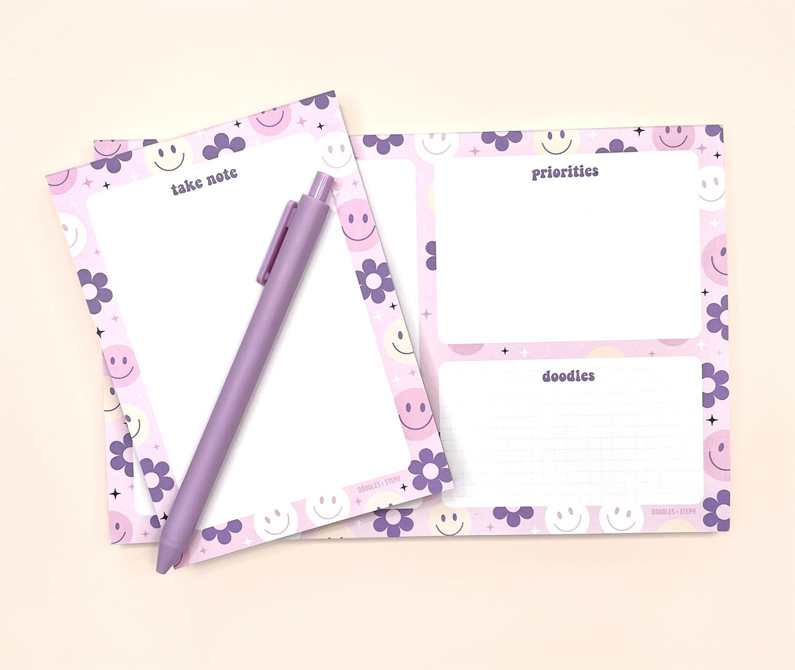 Happy Floral Notepad Small // Retro Home Office Notes - Etsy