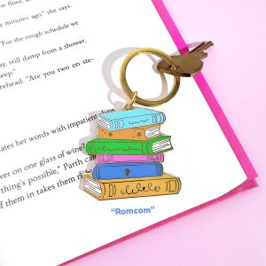 Book Lovers Gold Enamel Keychain - Etsy