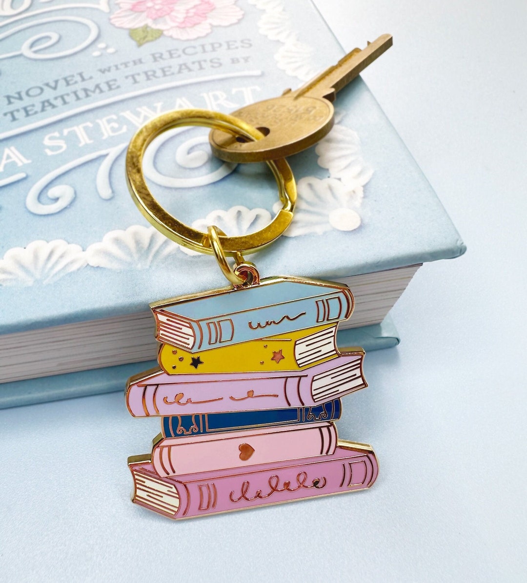 Book Lovers Gold Enamel Keychain - Etsy