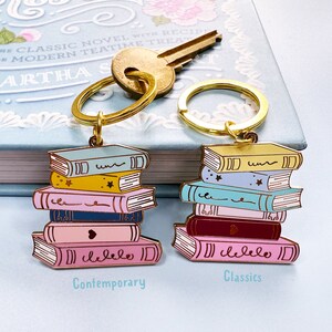 Book Lovers Gold Enamel Keychain - Etsy