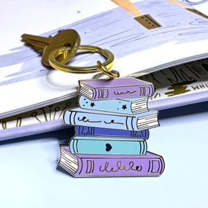 Book Lovers Gold Enamel Keychain - Etsy