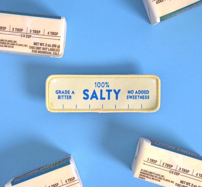 100% Salty Butter Patch • Iron-on Woven • Sarcastic • Funny Snarky ...