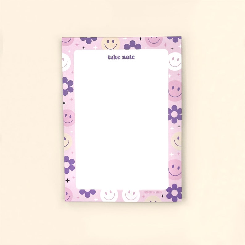 Happy Floral Notepad Small // Retro Home Office Notes - Etsy