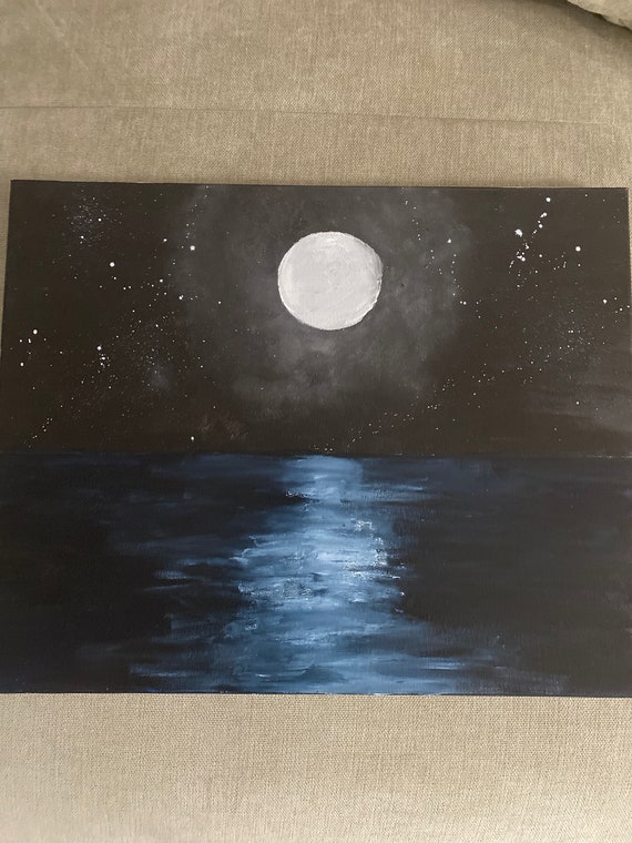 Beautiful Moon Reflection Painting - Etsy