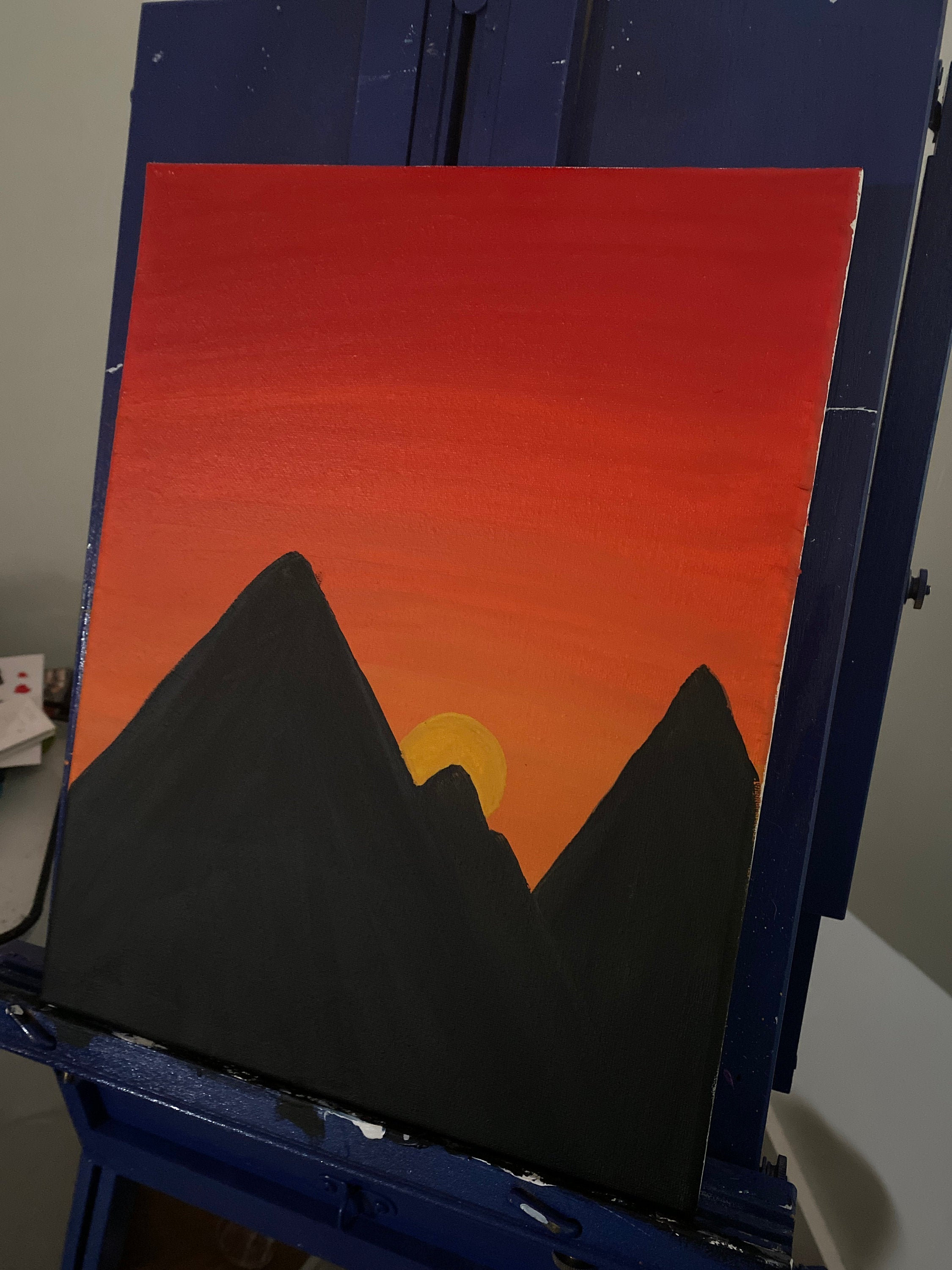 Sunset Behind Mountains Painting - Etsy
