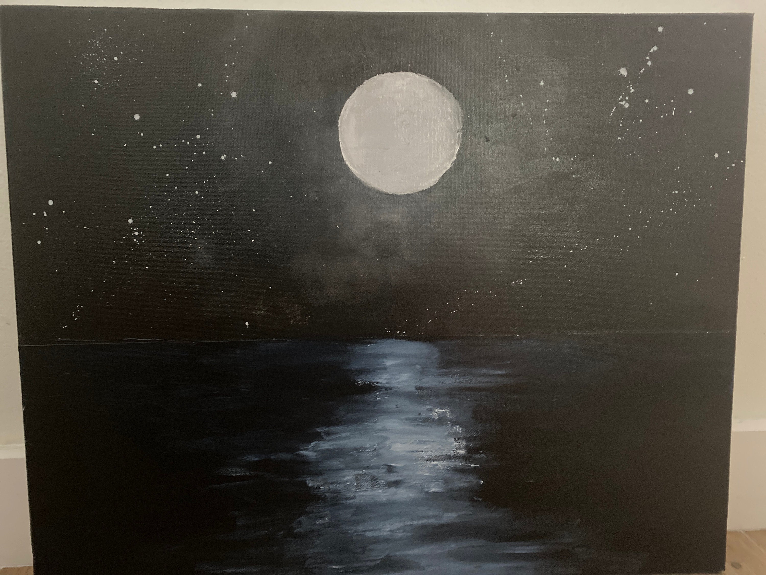 Beautiful Moon Reflection Painting - Etsy