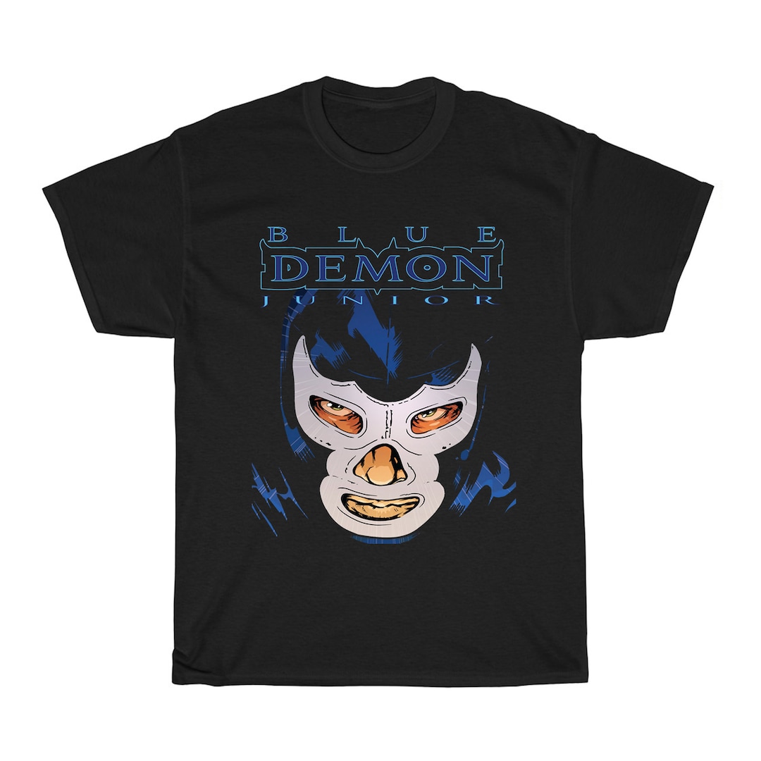 Blue Demon Wrestler Wrestling Legend Logo Men's Black T-shirt Size S to ...