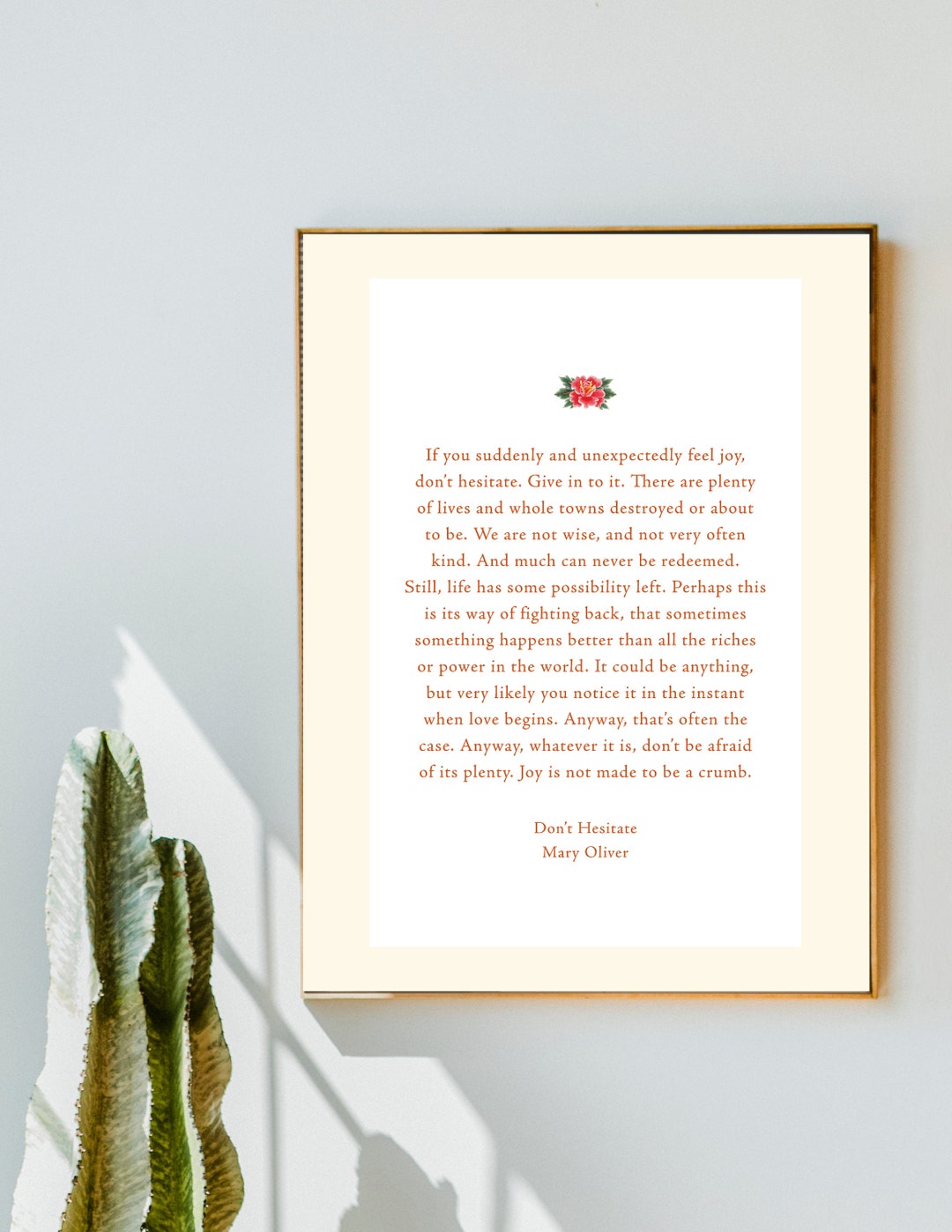 Don't Hesitate Poem Print | Mary Oliver Poetry Art | Joy Quote ...