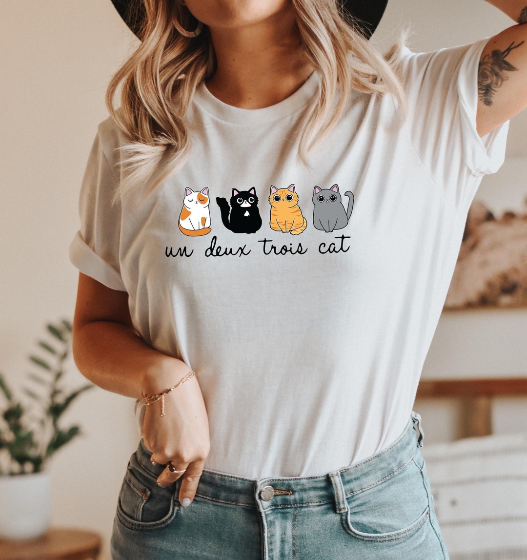 Un Deux Trois Cat Shirt, Gifts for Cat Lovers, Cat Tee Shirt, Cat Tee, Cat Shirts, Cat T Shirt ...