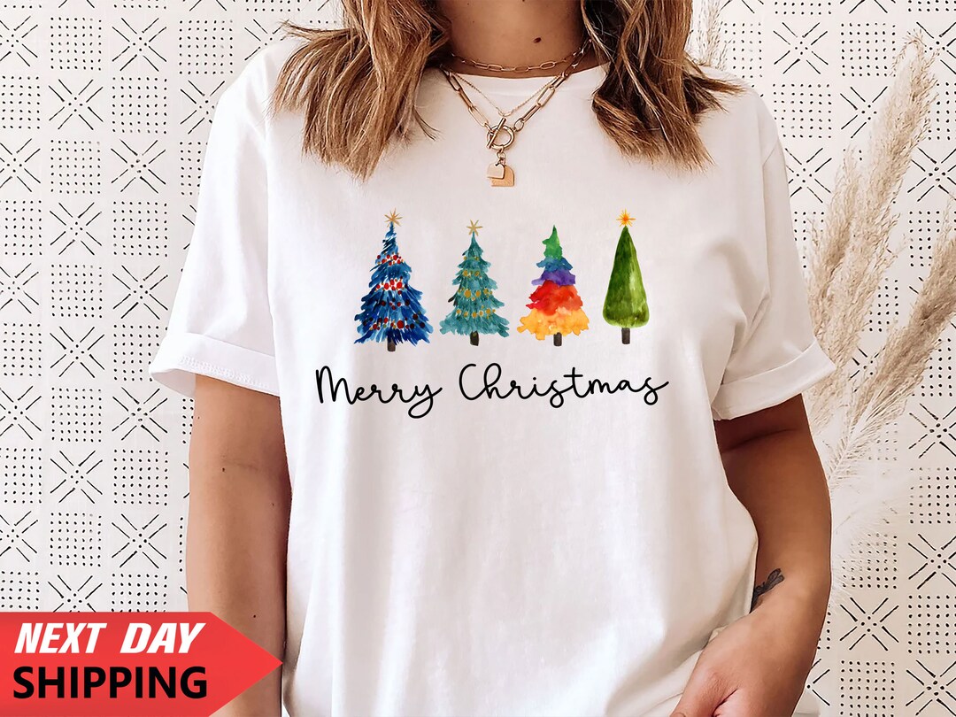 Merry Christmas Reindeer T-shirt Santa Hat , Christmas Tree Vintage ...