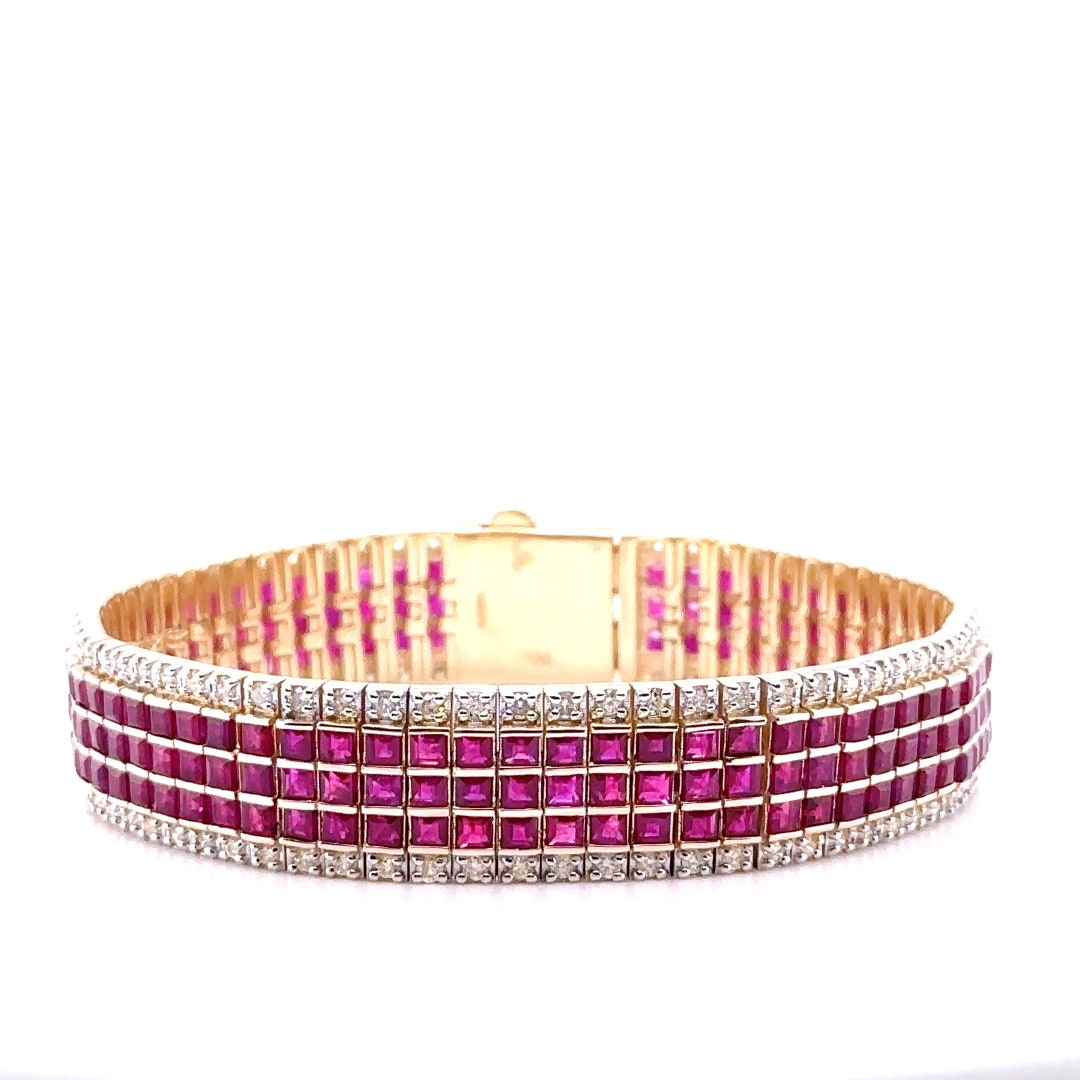 14k Bulky Ruby Tennis Bracelet / Statement Bracelets / Birthday Gifts ...