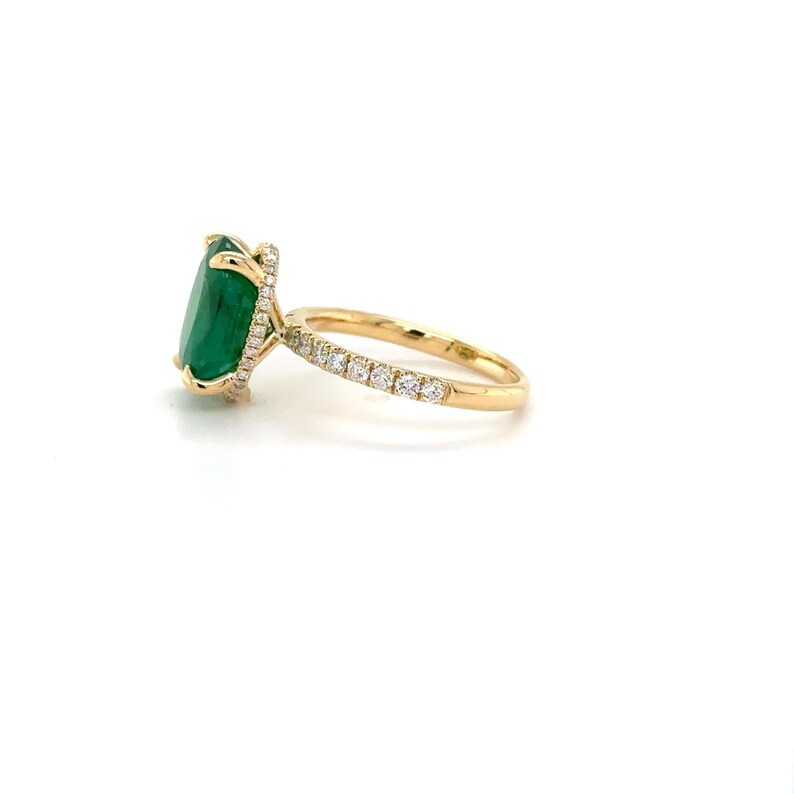 14k Solitaire Ring With Emerald Center Stone & Diamonds: Invisible ...