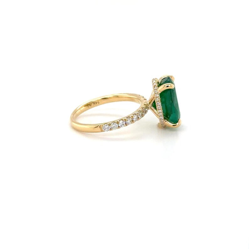 14k Solitaire Ring With Emerald Center Stone & Diamonds: Invisible ...