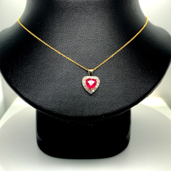 Heart Shaped Ruby Necklace - Etsy