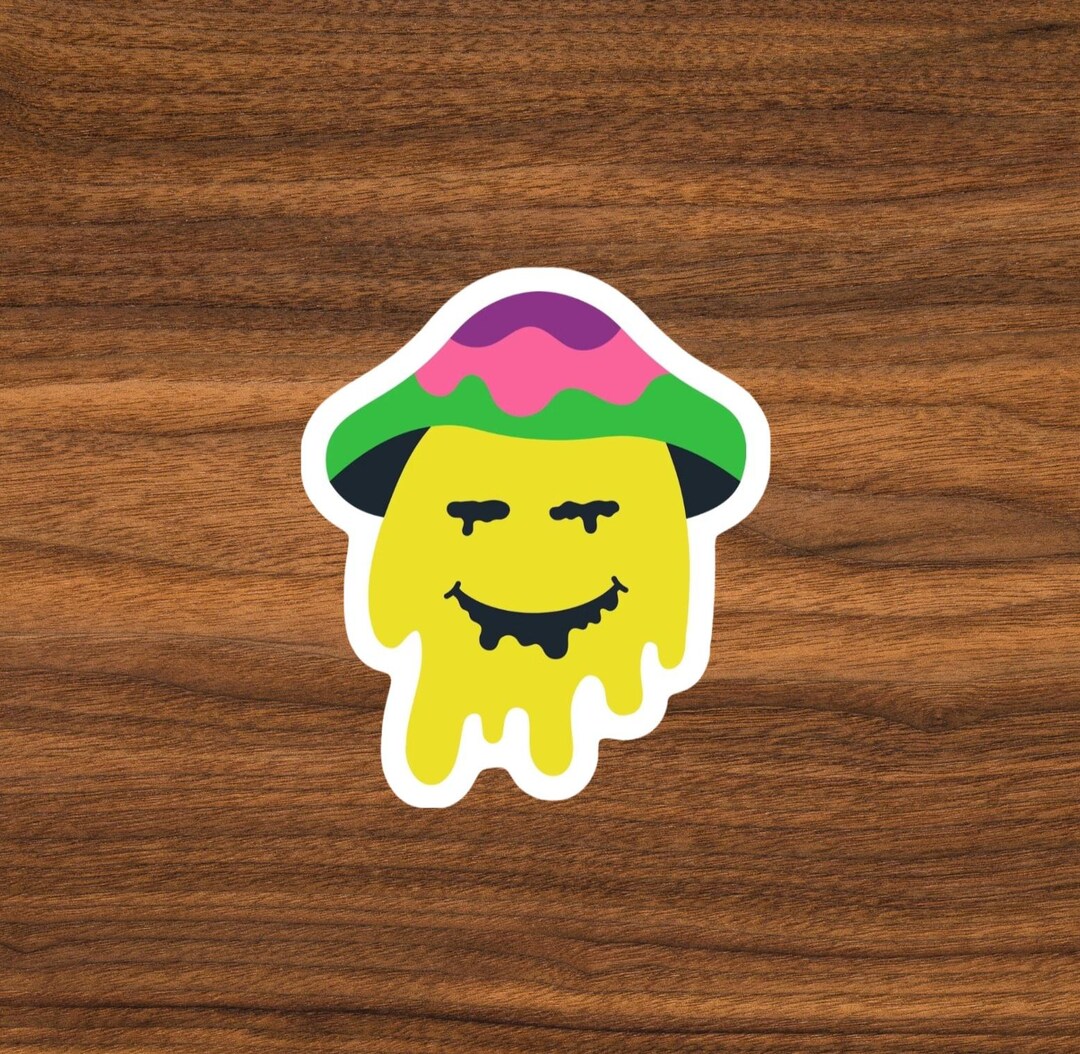 Mushroom Smiley Stickers - Melting Smiles - Cute Drippy Smile - 2inch ...