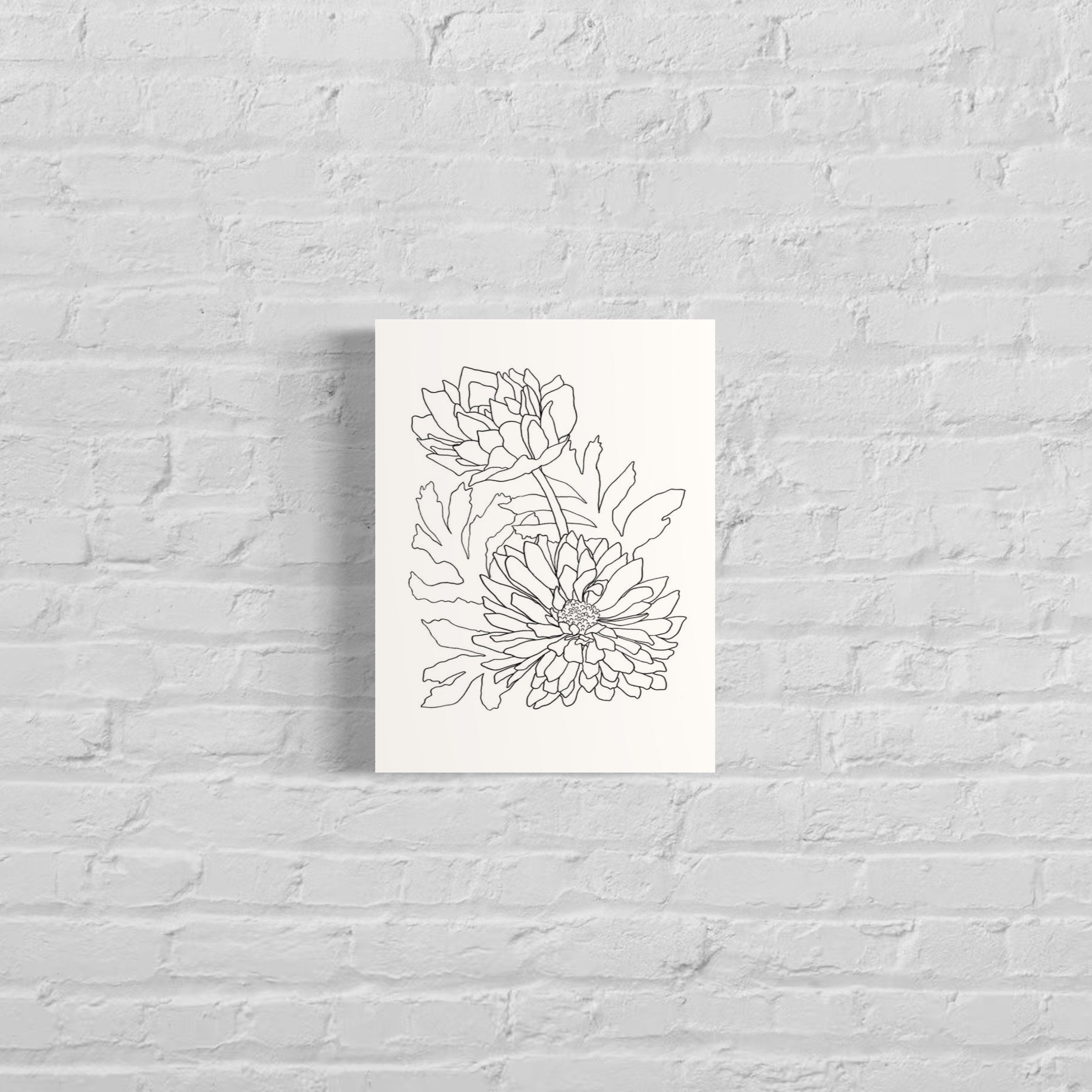 Flower Wall Art or Coloring Page Digital Download : Blue Daisies. Click ...