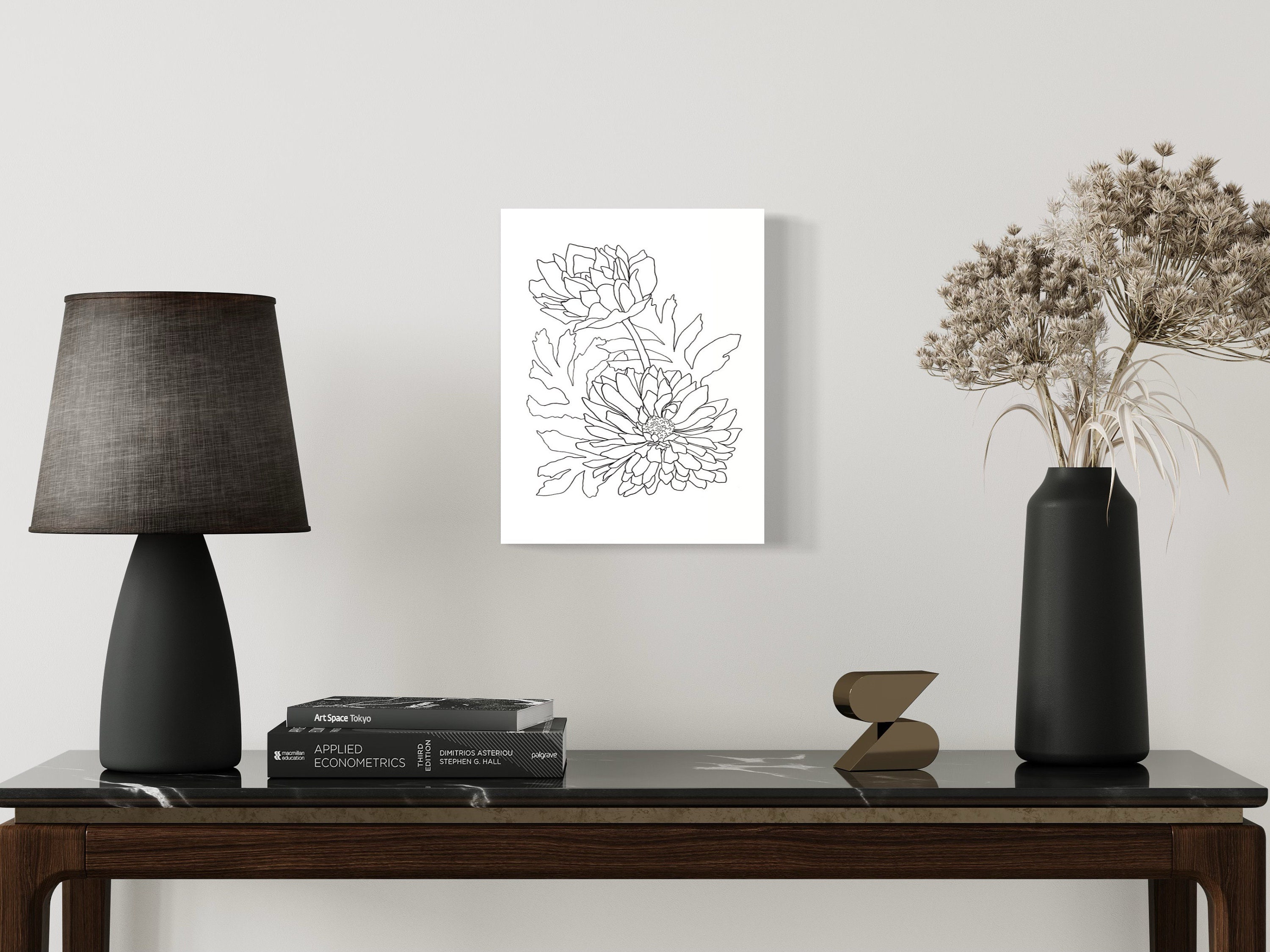 Flower Wall Art or Coloring Page Digital Download : Blue Daisies. Click ...