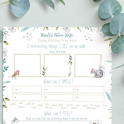Mindfulness in Nature Walk Senses Activity Printable / - Etsy