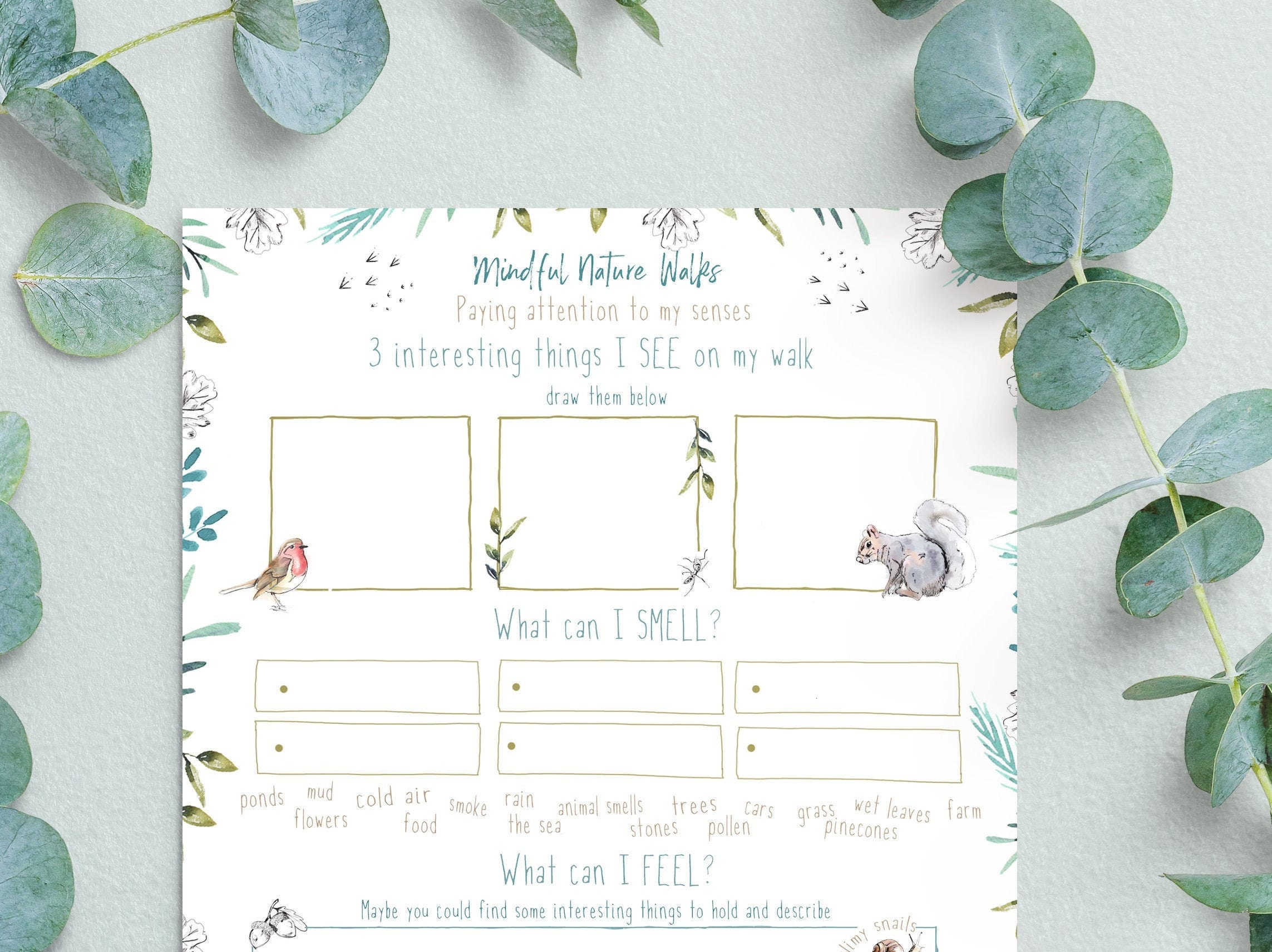 Mindfulness in Nature Walk, Senses Activity Printable / Checklist ...