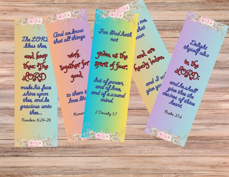 Inspirational Bible Verse Bookmarks - Set 3 | Christian Scripture ...