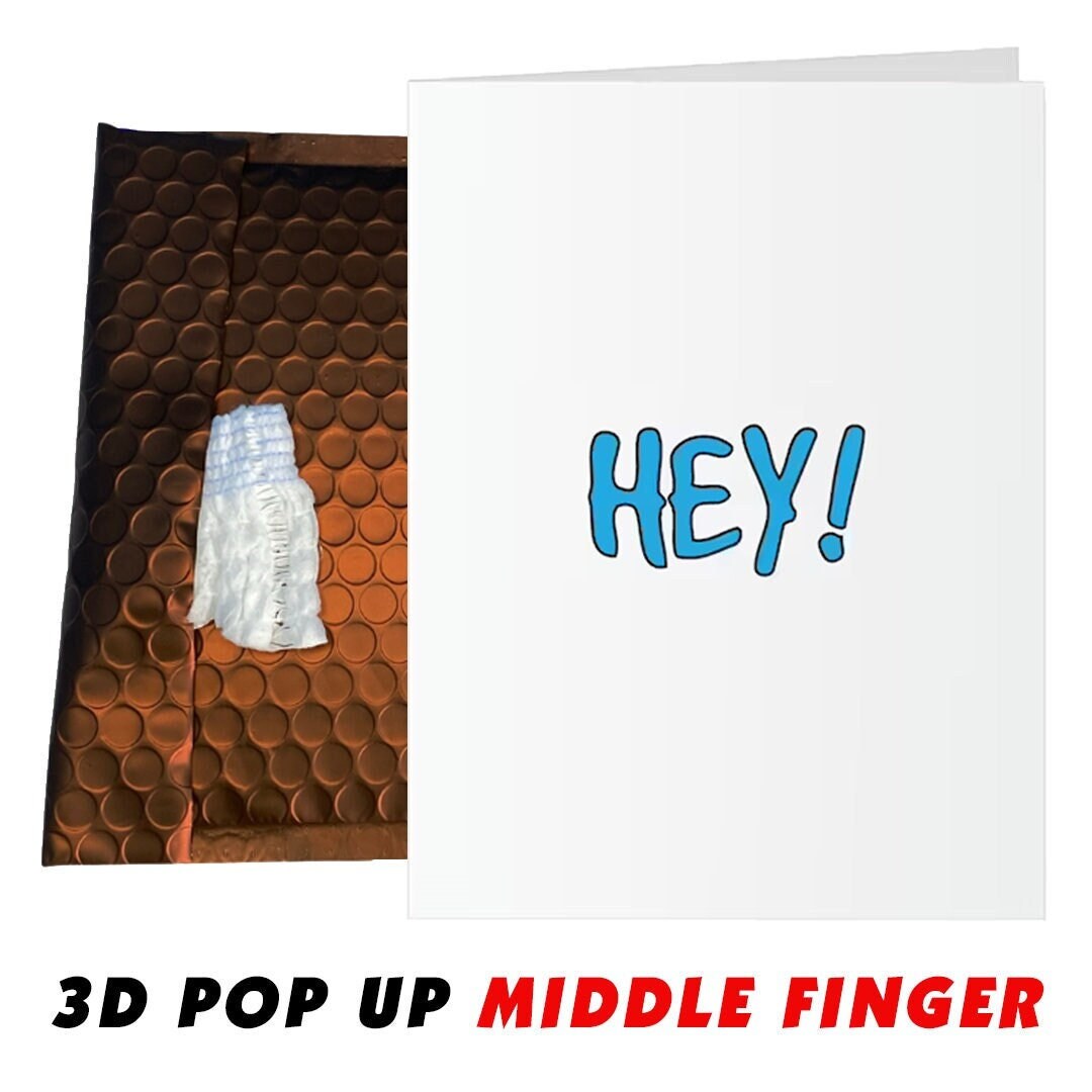 Hey F You 3D Middle Finger Pop up Prank Underwear Dirty Gag Gift Sniff ...