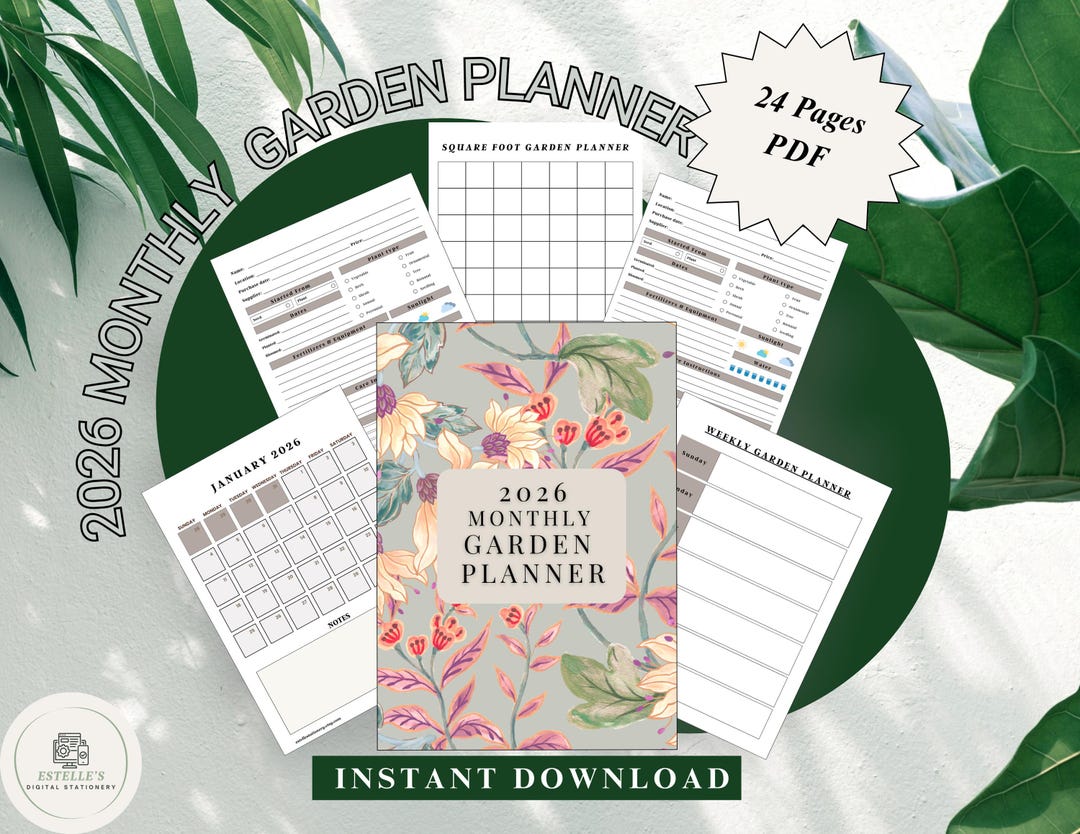 2026 Monthly Garden Planner | 24 Page Printable Garden Organizer - Etsy