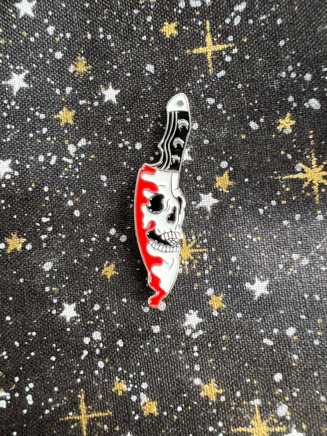 Bleeding Skull Knife Enamel Pin - Etsy