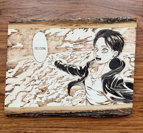 AOT Eren Freedom Panel Woodburning | Etsy UK