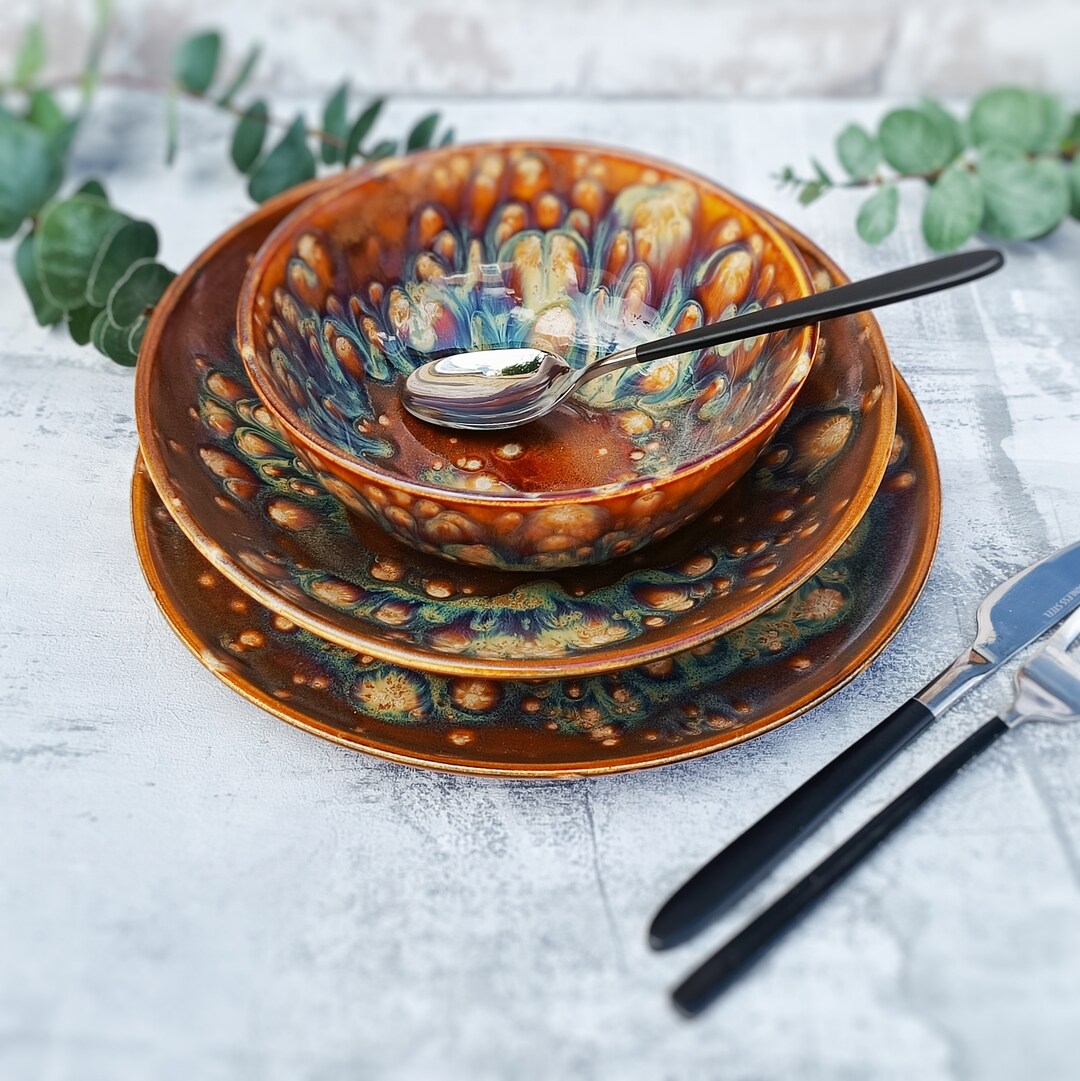 Peacock Earth Dinnerset, Dinner Set, Stoneware Ceramic, Hand Painted ...