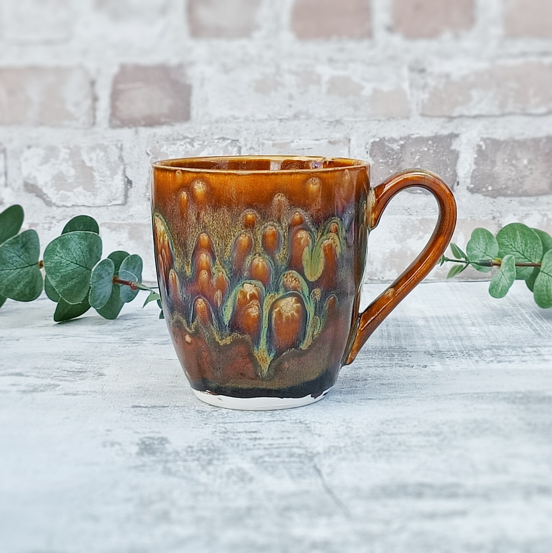 Peacock Earth Mug, Crystal Blue Mugs, Stoneware Ceramic Cup, Hand ...