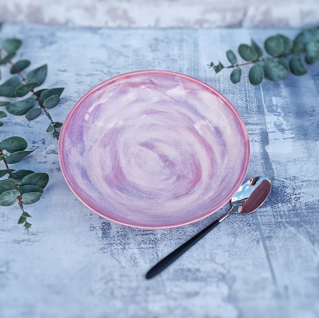 Aurora Pink Pasta Bowl, Coral Lilac Bowls, Stoneware Ceramic, Hand ...