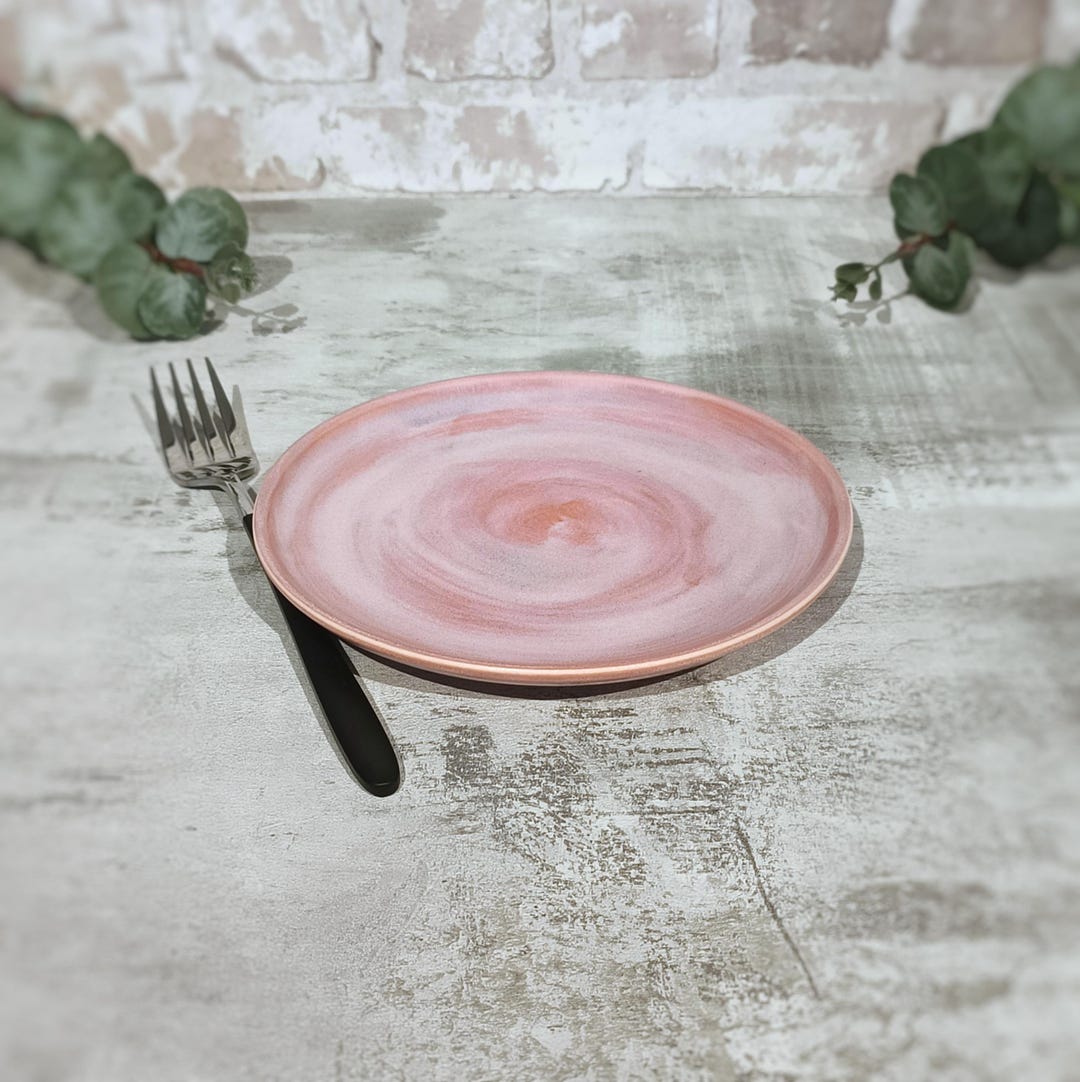 Aurora Pink Plate, Coral Lilac Plates, Stoneware Ceramic, Hand Painted ...