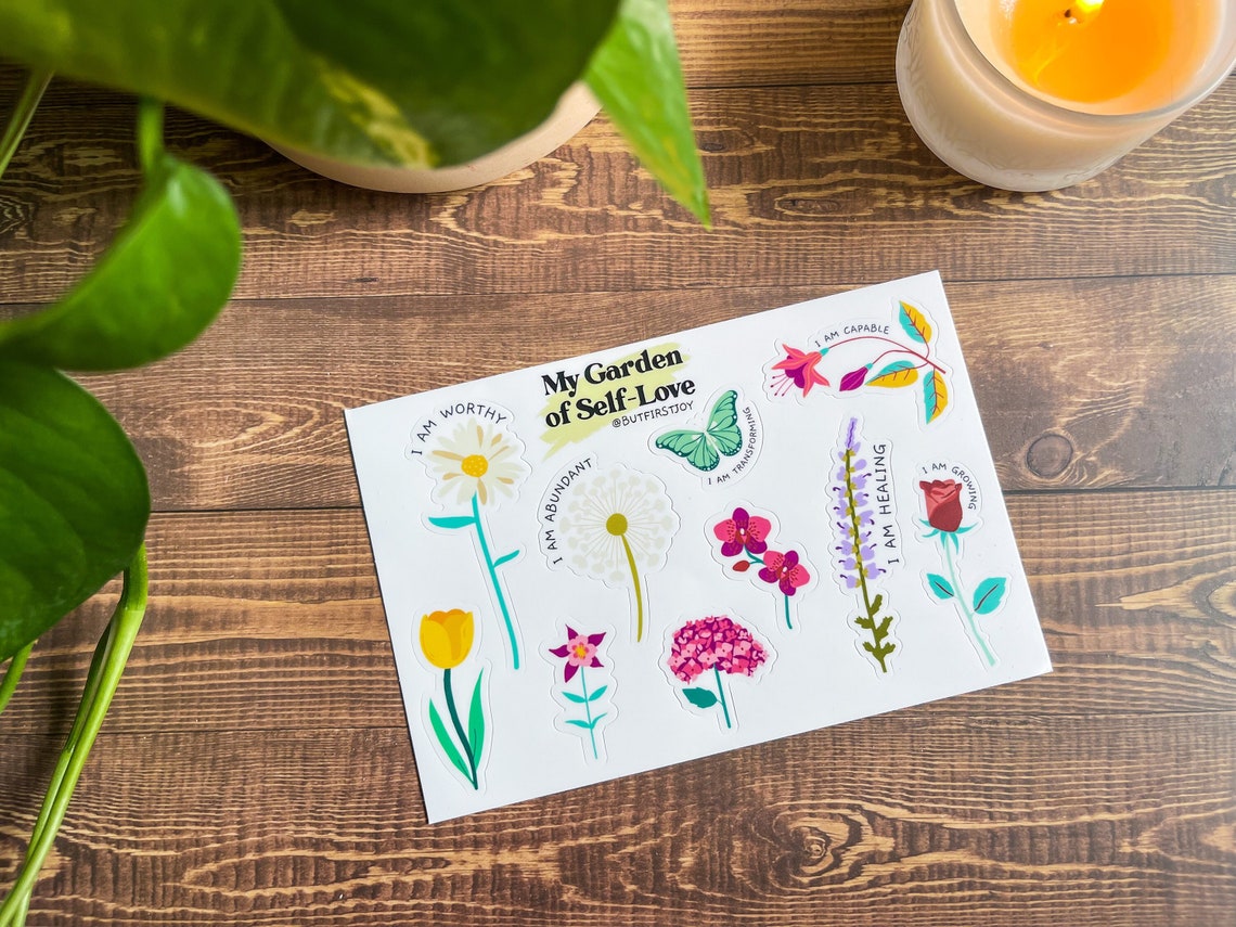 Flower Affirmations Sticker Sheet Gardening Affirmations - Etsy