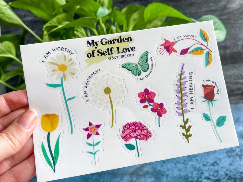 Flower Affirmations Sticker Sheet Gardening Affirmations - Etsy