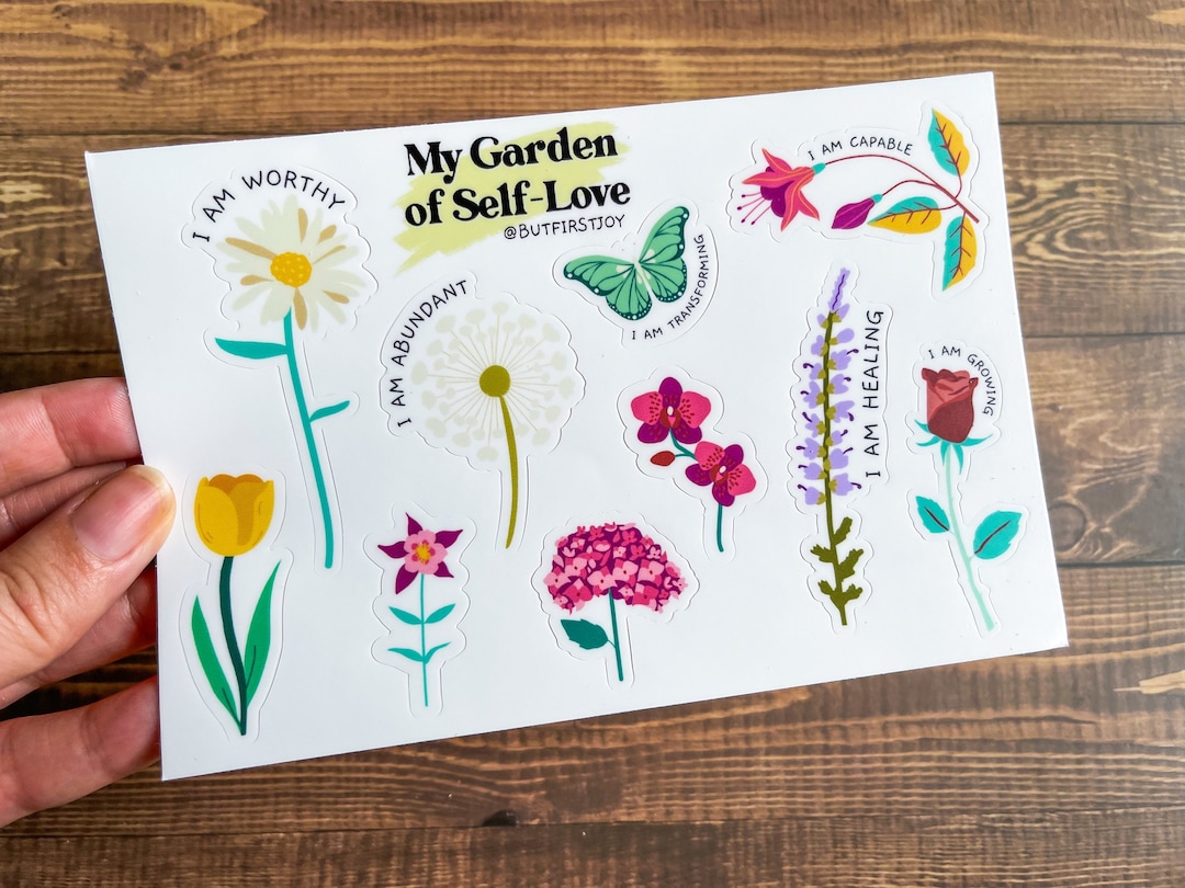 Flower Affirmations Sticker Sheet: Waterproof Vinyl Garden Stickers - Etsy