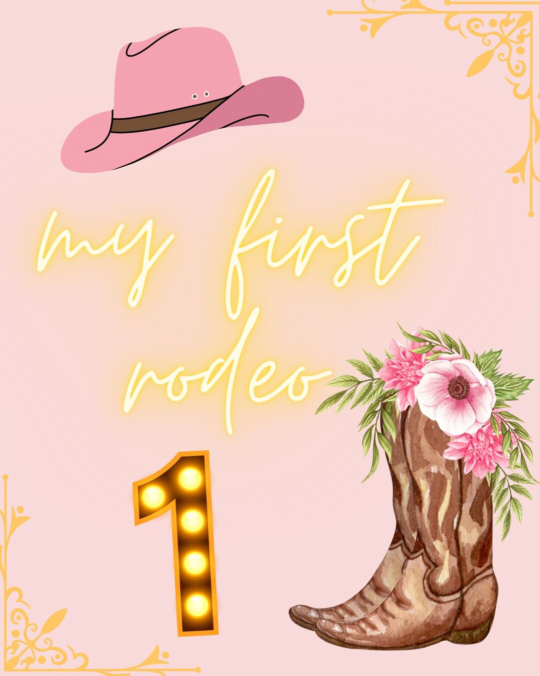 My First Rodeo Birthday Theme Printable Pink - Etsy