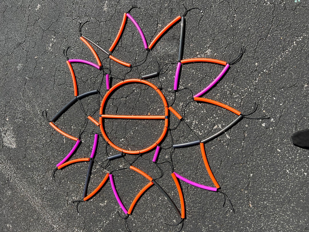 Partially Beaded Sun Wheel Black Orange Pink - Etsy