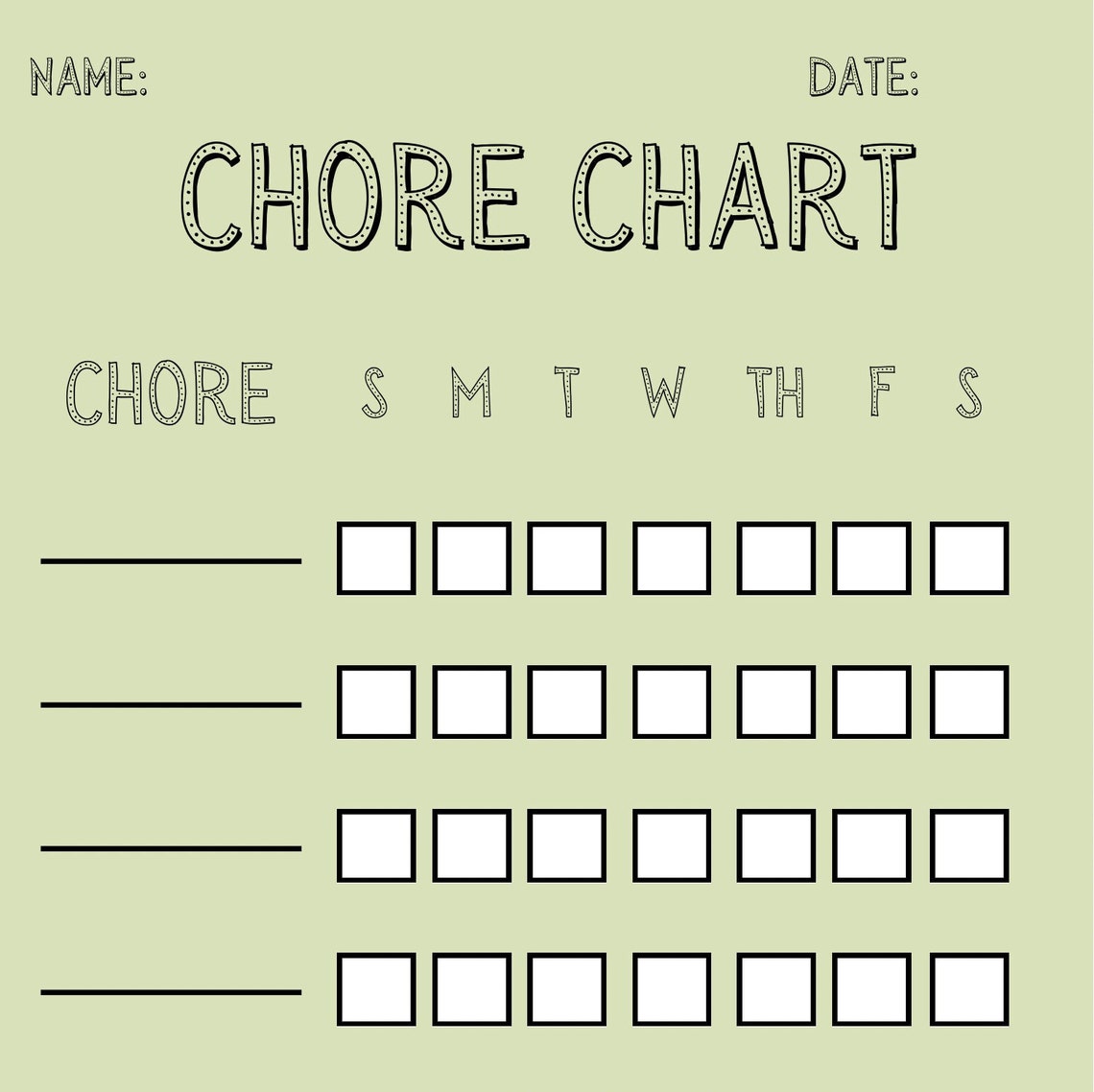 7 Colorful Chore Chart Checklist Weekly Checklist Digital Download - Etsy