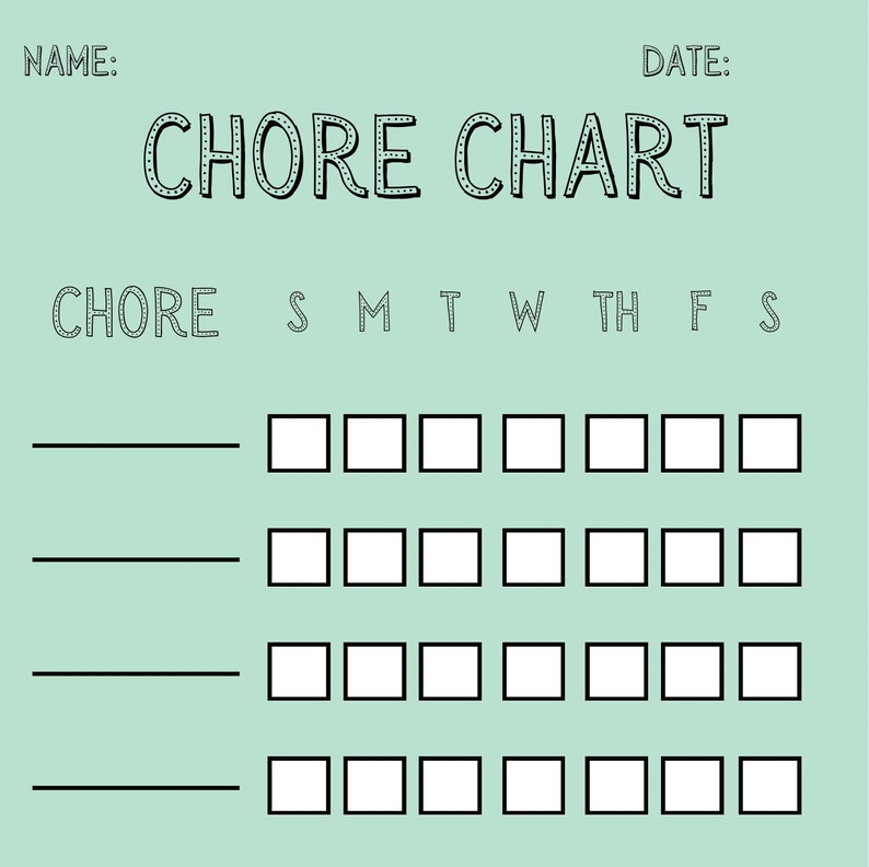 7 Colorful Chore Chart Checklist Weekly Checklist Digital Download - Etsy