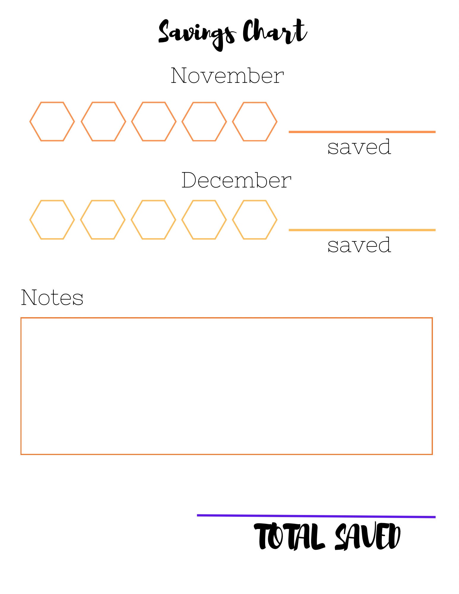 12 Month Savings Chart | Downloadable Savings Chart | Printable Savings ...