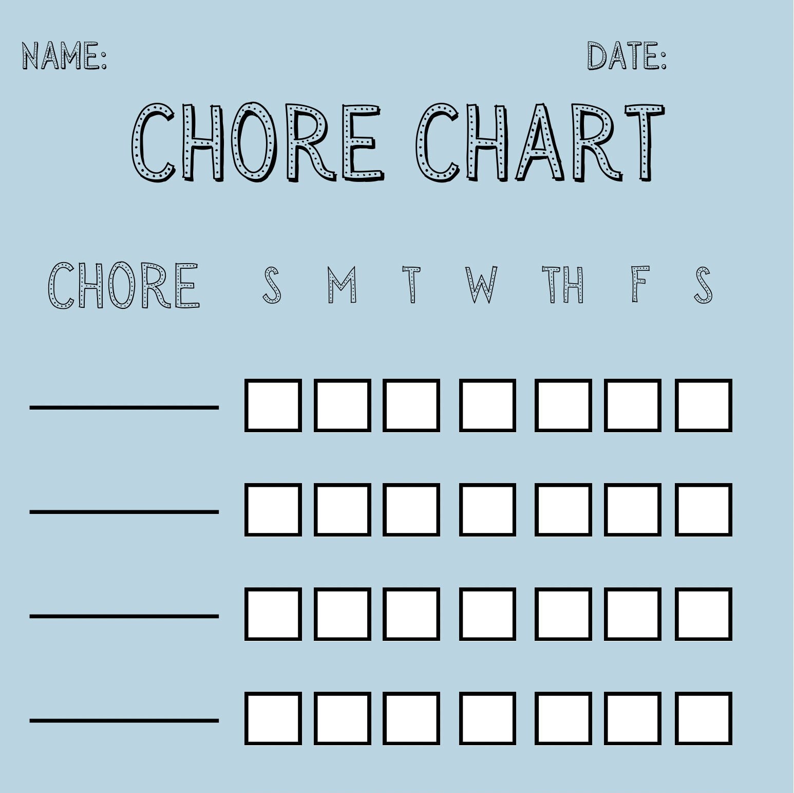 7 Colorful Chore Chart Checklist Weekly Checklist Digital Download - Etsy