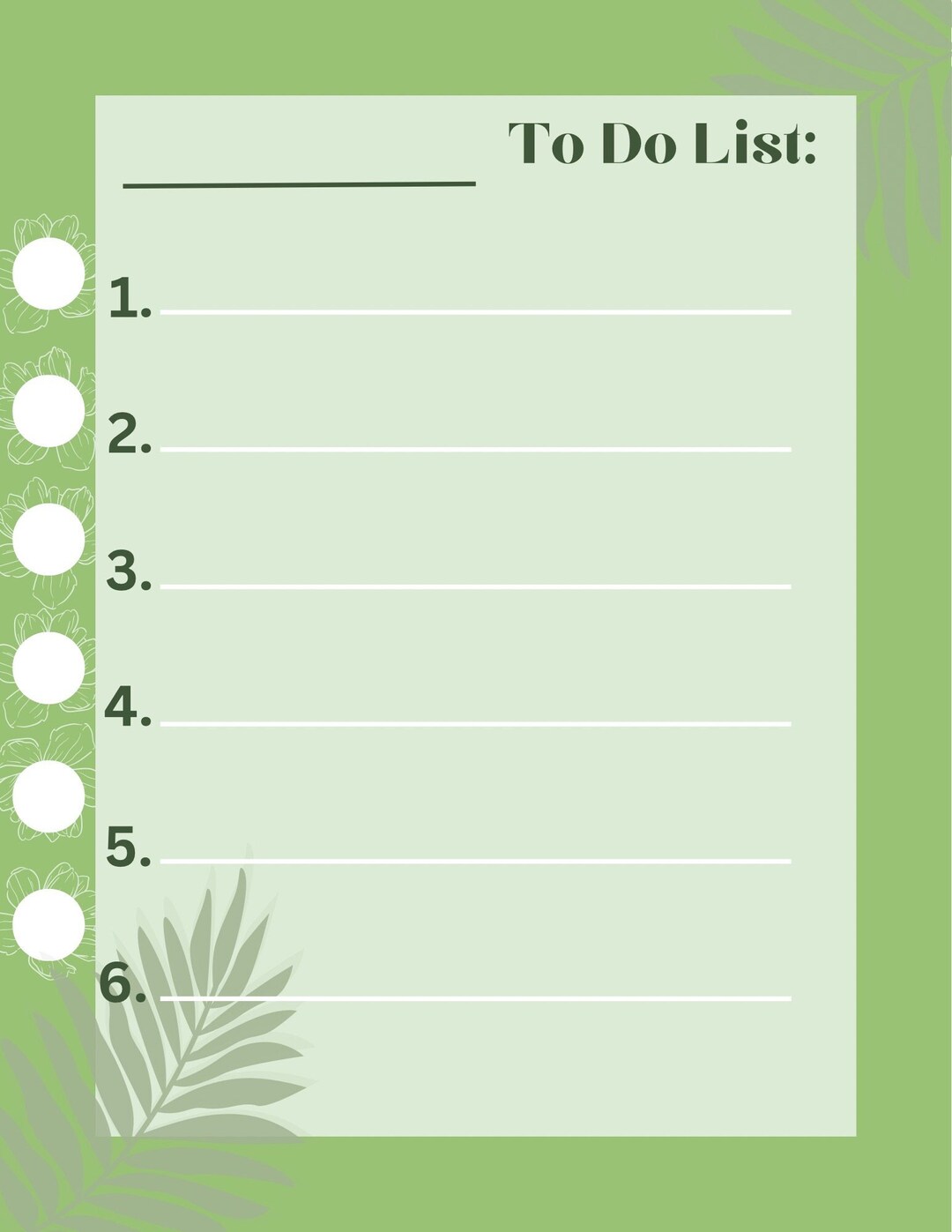 Green TO DO LIST | Checklist | Numbered to Do List - Etsy